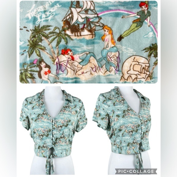 Disney | Tops | Disney The Little Mermaid Ariel Peter Pan Rayon Button ...
